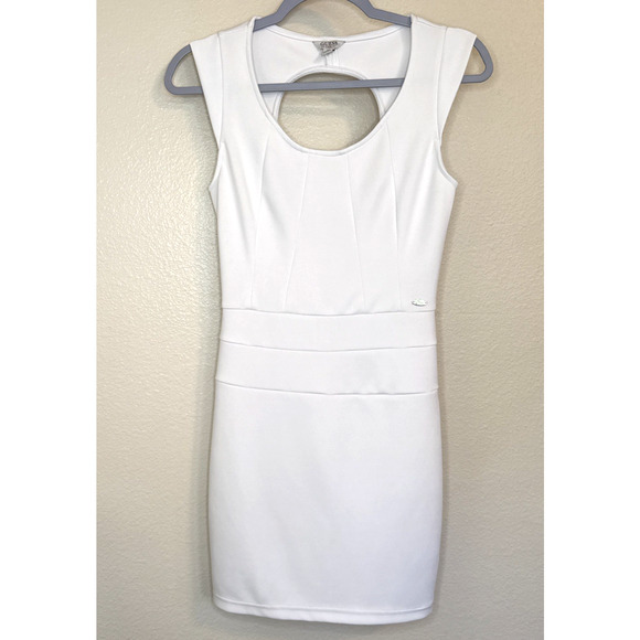 Guess | Dresses | Guess White Bodycon Mini Dress Petite Small Keyhole ...
